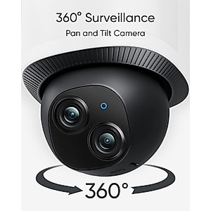 eufy Security Floodlight Camera E340 Wired, Security Camera Outdoor, 360° Pan & Tilt, 24/7 Recording, 2.4G/5G Wi-Fi, 2000 LM, Motion Detection, Built-In Siren, Dual Cam, HB3 Compatible, No Monthly Fee