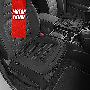 Motor Trend Seat Covers for Cars Trucks SUV, Faux Leather 2-Pack Black Padded with Storage Pockets, Premium Interior Car Seat Cover