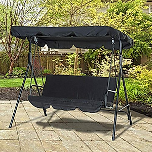 Vikye Swing Canopy Cover Set, Waterproof Swing Cover Seat Top Cover Oxford Cloth Outdoor Rainproof Durable Anti Dust Protector, 74.80 x 51.97 x 5.91 inch(Black)