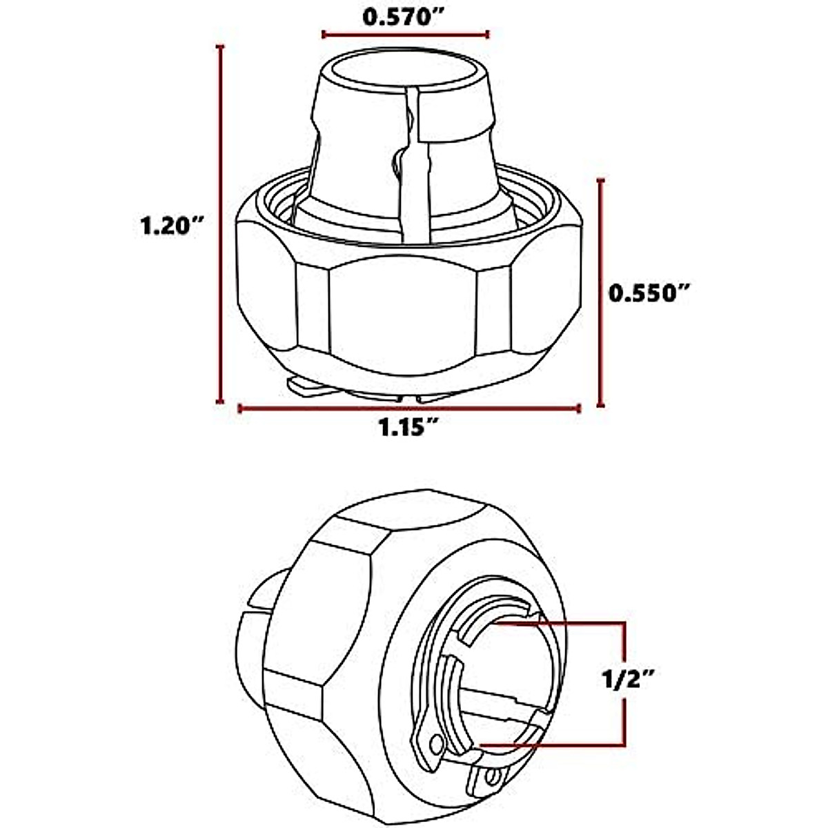 Thaekuns 42950 1/2- inch Router Collet Fit for PORTER CABLE models, Delta, B&D