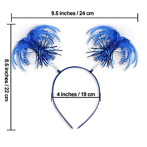 Sunshane 2 Pack Blue Ponytail Headband Feathers Head Bopper Party Accessory for Costume Party School Festivals