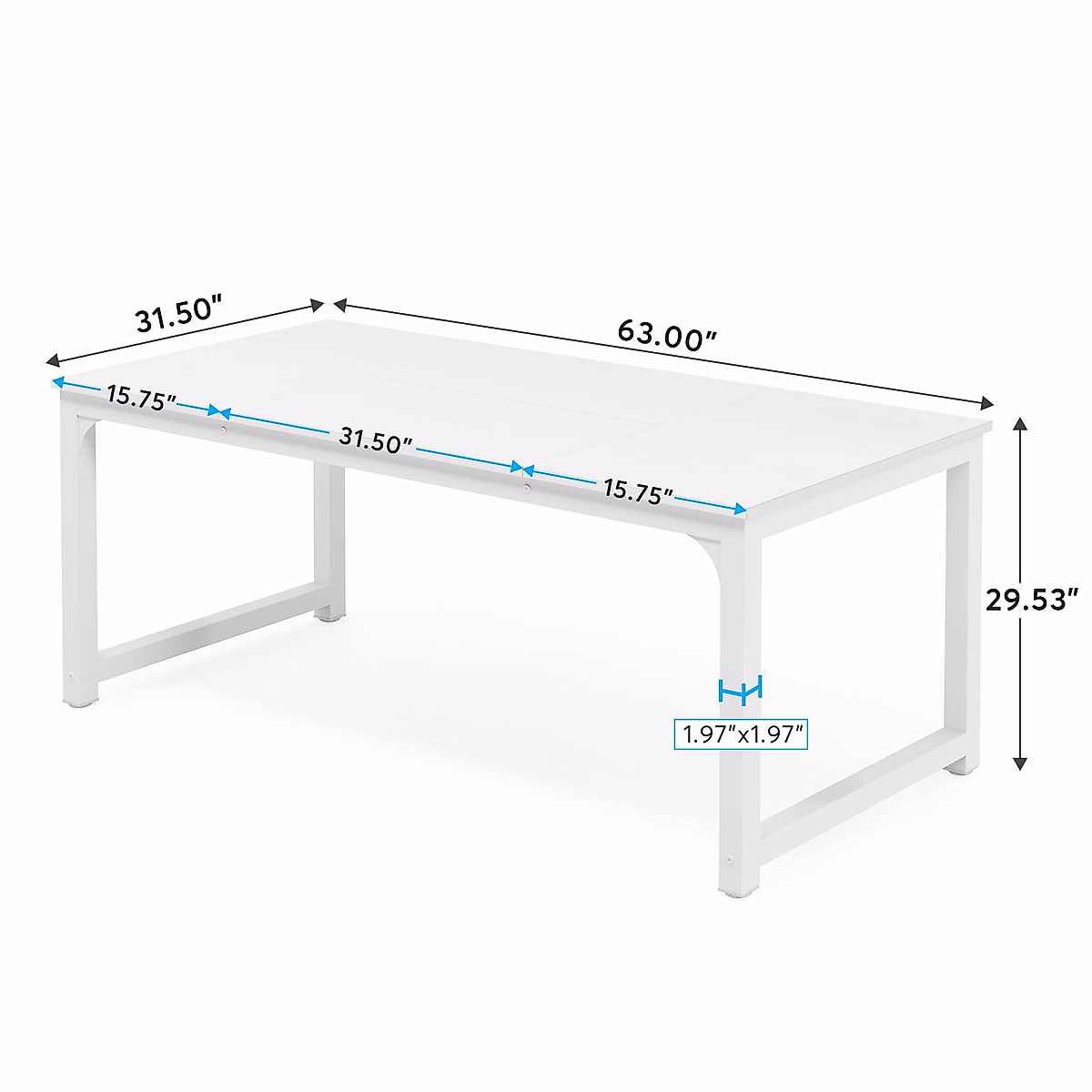 Tribesigns Modern Computer Desk, 63 x 31.5 inch Large Executive Office Desk Computer Table Study Writing Desk Workstation for Home Office, Spliced Desktop, White