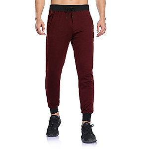 Muscularfit Linen Pants Lightweight Pants Men 2023 Casual Loose Lace-Up Elasticated Sport Sweatpants Regular Fit Solid Straight Legs Mens Cargo Pants Elastic Waistband Wine XL