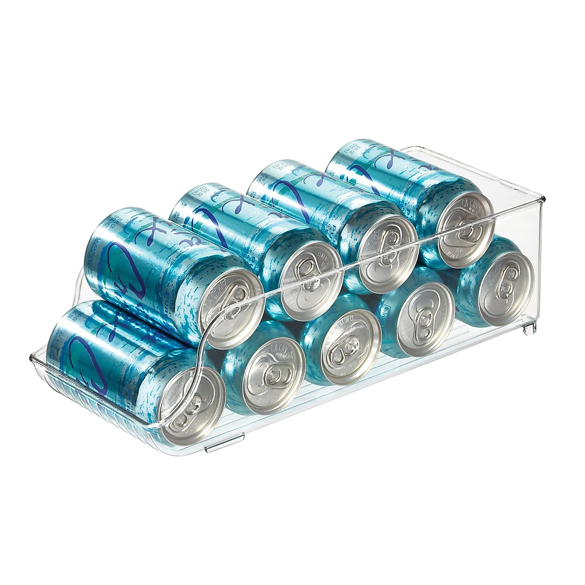 iDesign BPA-Free Plastic Water Bottle and Drink Holder Fridge Organizer Bin for Kitchen, Basement, Garage Fridge – 13.7" x 5.4" x 4.1", Clear Plastic