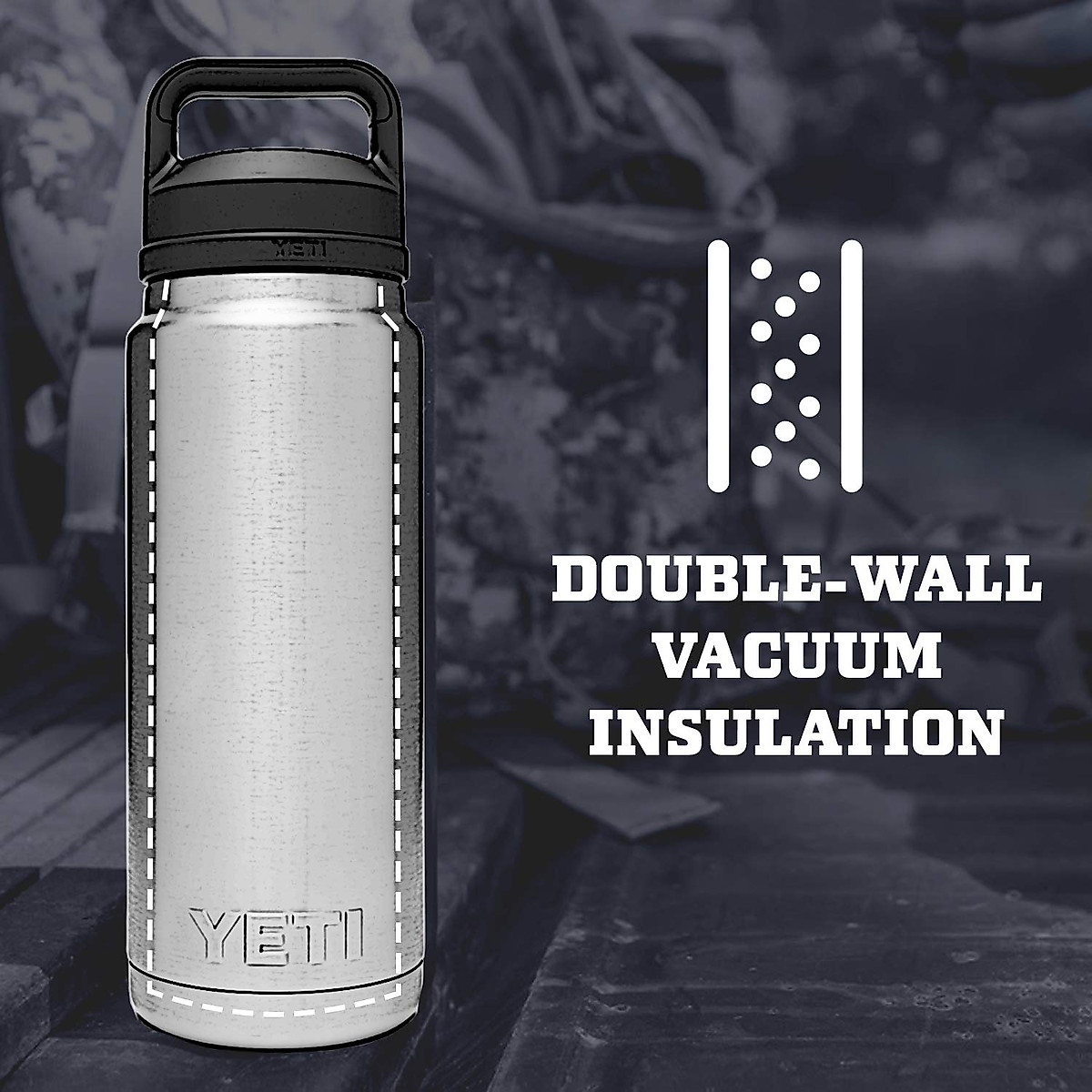 YETI Rambler 26 oz Bottle, Vacuum Insulated, Stainless Steel with Chug Cap, Prickly Pear