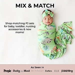 Posh Peanut Viscose from Bamboo Baby Pajamas & 2 Way Zipper Sleepers with Designer Footie Grips - All-Day Baby Clothes or PJs (6-9 Months) Safari Animals