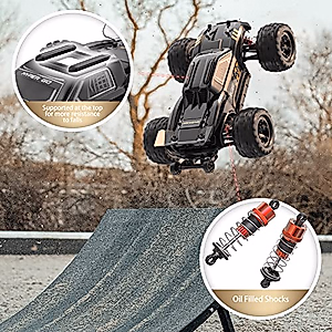 HYPER GO H16BM 1:16 RTR Brushless Fast RC Cars for Adults, Max 42mph Hobby Electric Off-Road Jumping RC Trucks, RC Monster Trucks Oil Filled Shocks Remote Control Car with 2 Batteries for Boys