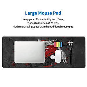 Browrrsson Japanese Art Mouusepad Japanese Art Koi Fish Gaming Mouse Pad Extended Stitched Edges Mousepad,Large Mouse Mat Desk Pad Personalized The Office Mouse Pad 31.5 X 11.8 Inch