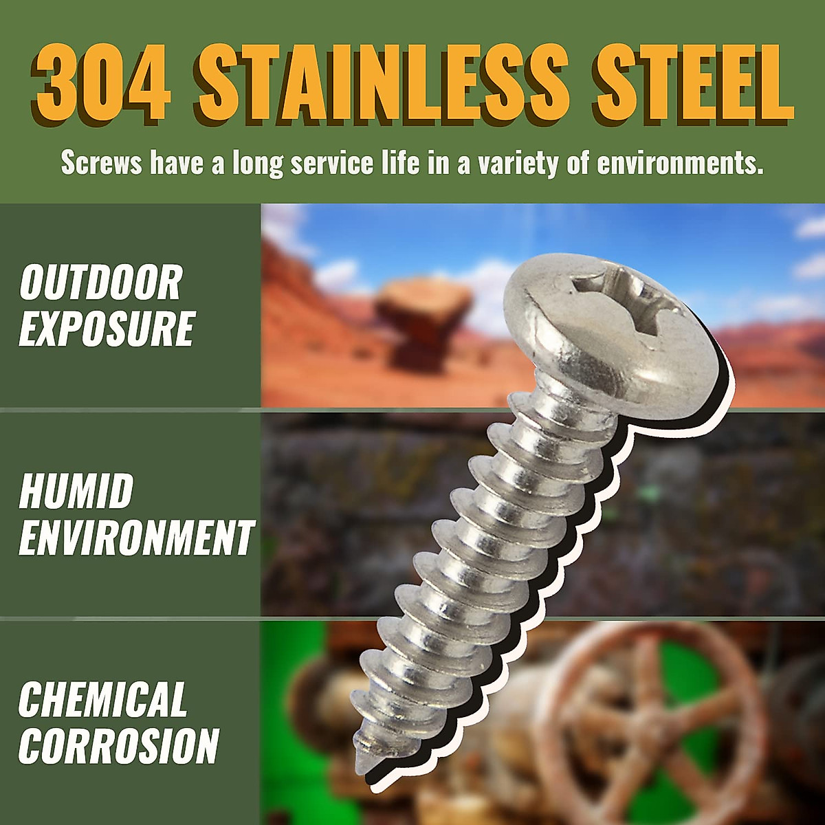 #8 × 1-1/4" Stainless Pan Head Screws 50 PCS, LIONMAX Stainless Steel Wood Screws, PH Drive, 304 Stainless Steel 18-8, Screws for Woodworking Project, Drive Bit Included