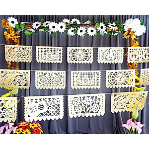 Gold Papel Picado Banner - Matte Gold Papel PicadoTissue Paper Banner for fiestas, weddings, bridal shower, engagement, baby shower, birthdays 2 pack/12ft long each)/ Not plastic