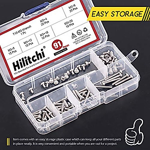 Hilitchi 90Pcs 6Sizes M3 Button Head Torx Security Screws Stainless Steel Tamper Proof Screws w T10 Bit, M3x4/6/8/12/16/20