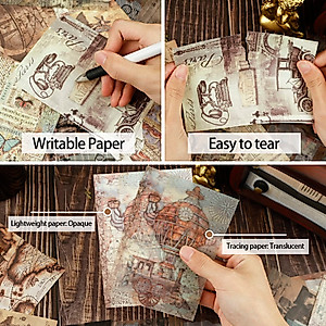 Vintage Scrapbook Paper Pack, Ephemera for Junk Journal Steampunk Craft Paper Collage Paper Journaling Supplies Scrapbooking Emblishments, 4.1 × 5.5 inches, 40 Designs 80 Sheets