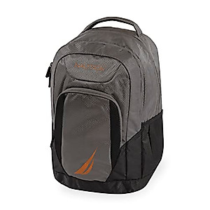 NAUTICA Sail Laptop Backpack, Grey/Orange, One Size