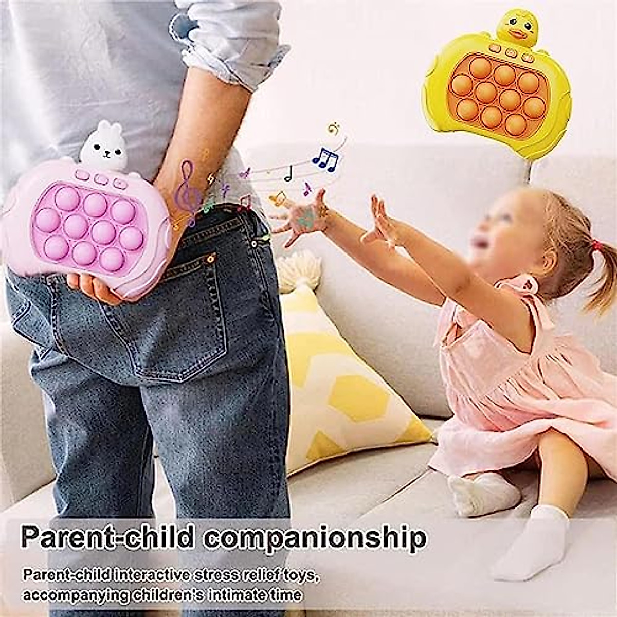 Pocket Game for Kid, Cool Pocket Game Kids, Pocket Game Console for Kids, Quick Push Bubble Competitive Game Console Series, Decompression Toy Mini Portable, USB Rechargeable (1Pc, Rabbit)
