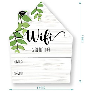 Rustic Farmhouse WiFi Password Sign, Rustic Farmhouse Fridge Magnet, WiFi Sign for Home with Black Wet Erasable Pen, Magnetic White WiFi Sign for Guests, Fridge Magnet Decor, 6 x 7 inches