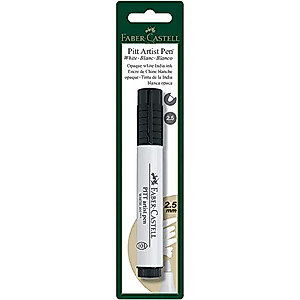 Faber-Castell India Ink Pitt Artist Pen, Large Bullet Nib, White (FC800091T)