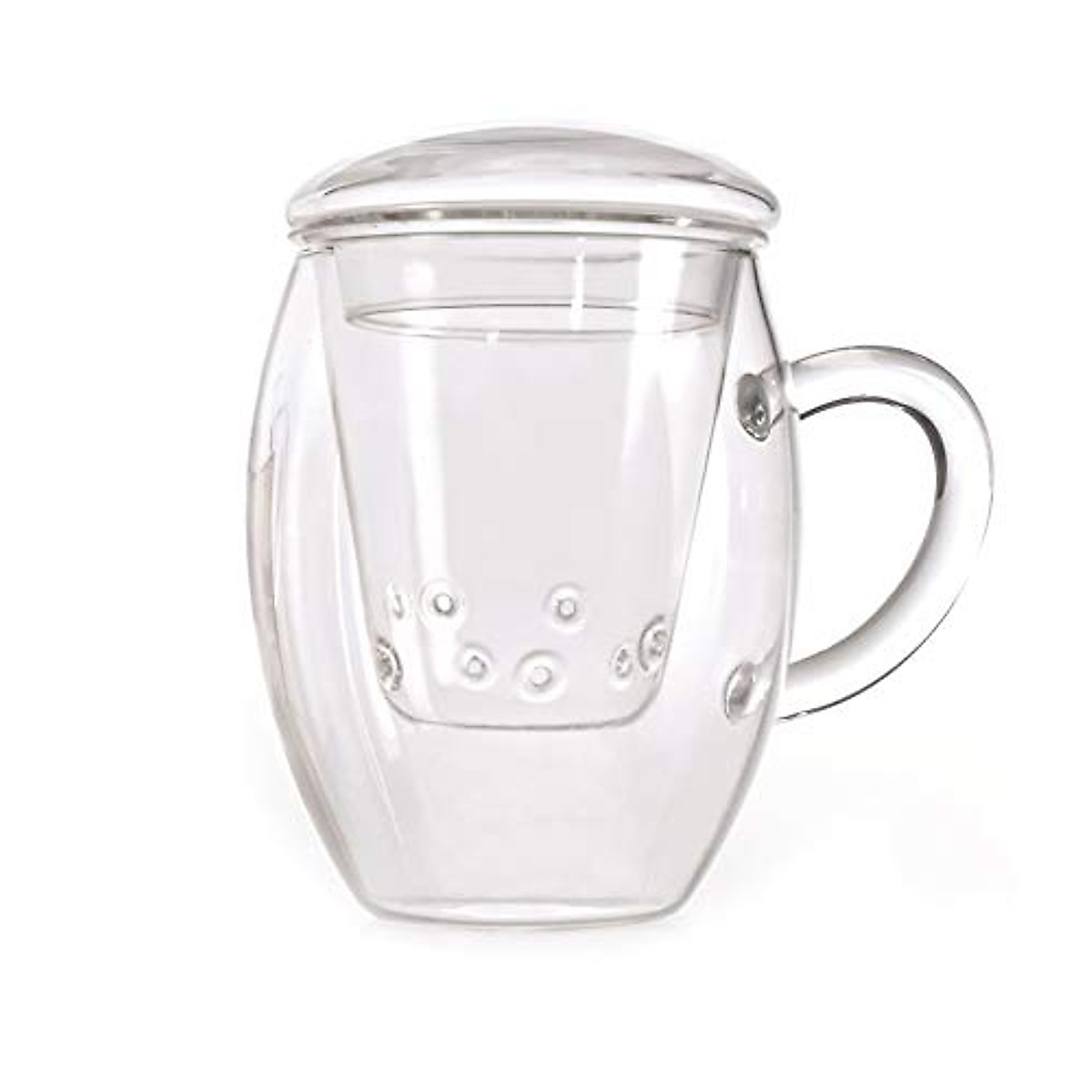 Creano - Tea Glass with Glass Infuser and Lid - Glass Mug with Strainer - Glass Filter - All-In-One - 14oz (400ml)