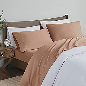 Gracie Mills Pima Cotton Sateen 4 Piece Sheet Set, Rose Gold - King