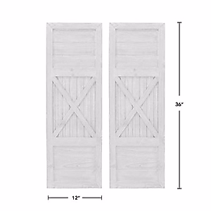 FirsTime & Co. Raleigh Shutter Wall Plaque Set, 36"H x 12"W, Natural, Antique Silver,70039