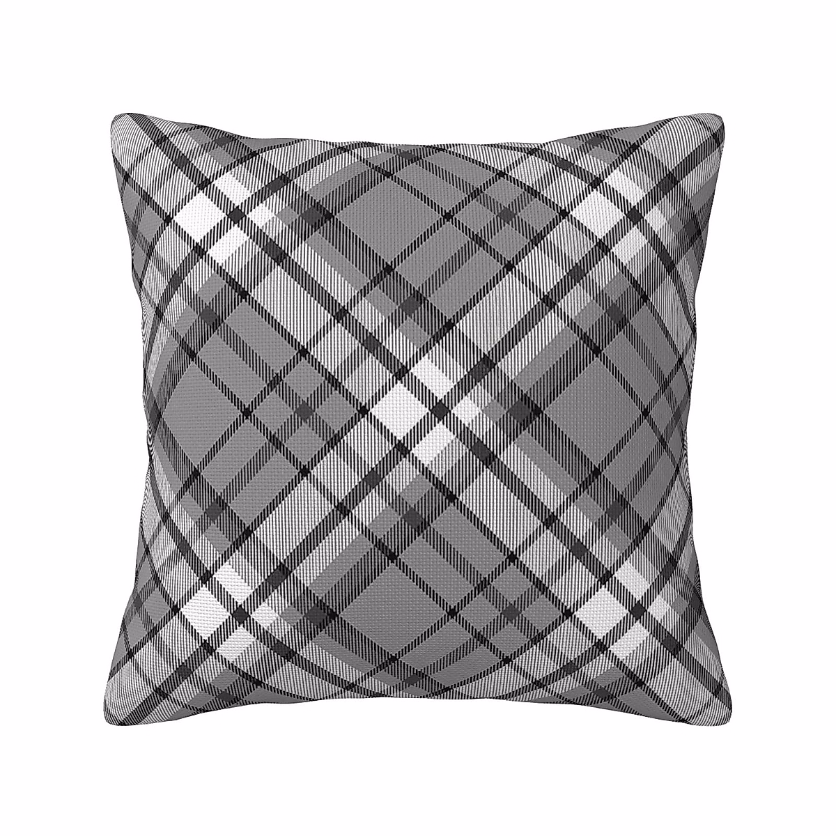 ChangQingArt Plaid Pillow Covers 16x16 Inch, Black and White Plaid Plaid Black Diagonal Fabric Green Scottish Double Sided Decorative Pillows Cases Throw Pillows Covers