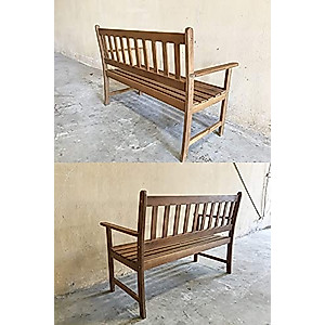 YOYOSO Outdoor Patio Bench Wood Garden Bench Park Bench Acacia Wood for Pool Beach Backyard Balcony Porch Deck Garden Wooden Furniture, Natural Oiled, Best Outdoor Wood Bench (48" W x 22" D x 33" H)
