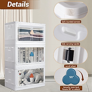 SYOSOF 60 Gal Storage Bins with Lids, 3 Pack Foldable Stackable Storage Bins with Lids, Closet Organizers and Storage, Foldable Plastic Containers for Home, Office, Dorm Room