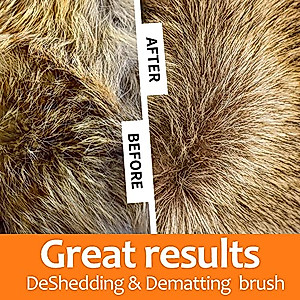Undercoat rake for Dogs，Dog Deshedding Brush for Large Dogs，2 in 1 Dematting Comb & deShedding Tool for Long Hair Cats，Pet Hair Grooming Brush, Clear mats and tangles, Reduces Shedding by 95%…