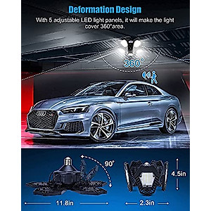 Motion Sensor Garage Light, 150W Deformable LED Garage Light, Super Bright 15000LM Garage Lights with Motion, Ultra Bright Garage Lights Motion Activated LED Shop Light for Garage, Workshop, Basement