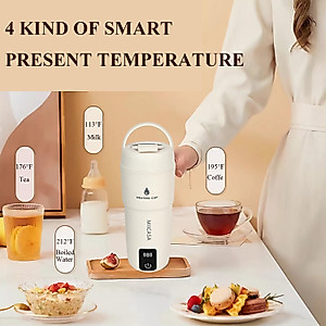 Electric Travel Kettle, Miicasa Portable Water Boiler with Temperature Control and LCD Display, Auto Shut-Off and Boil Dry Protection with Keep Warm Function, PBA free, 400ml Stainless Steel Kettle