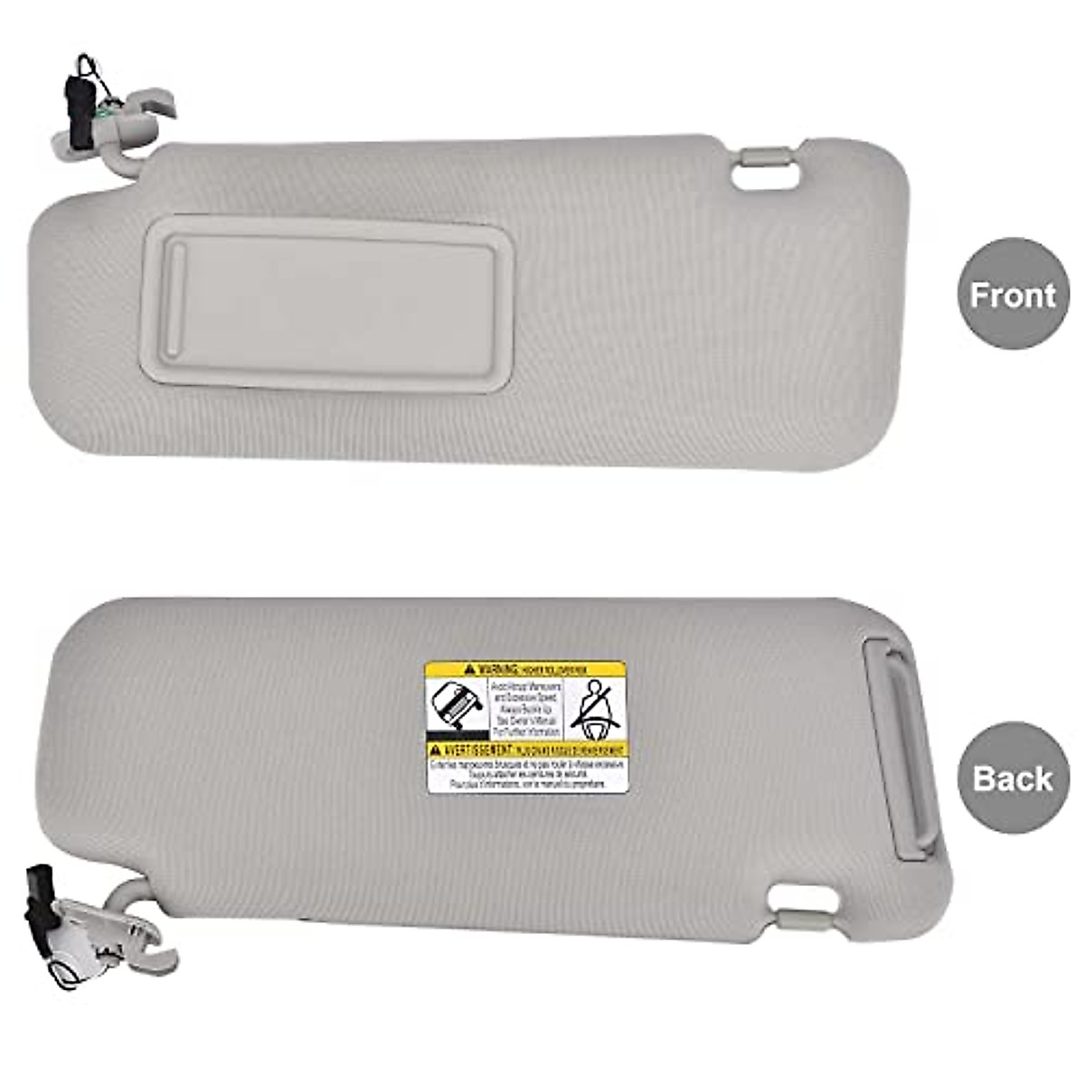 Nakuuly Left Driver Side Sun Visor with Mirror Light Compatible with Mazda CX-9 2010-2015 Replaces TDY1-69-320, TD11-69-320C-75, TD11-69-320D-75 Gray