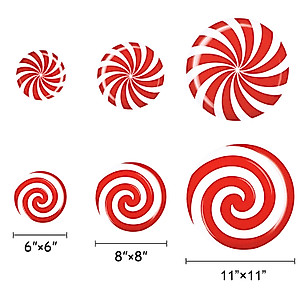 24 PCS Peppermint Floor Decals Stickers-3 Sizes Self-Adhesive Design Christmas Candy Stickers,Floor Window Clings for Christmas Valentine's Day Candy Party Decorations