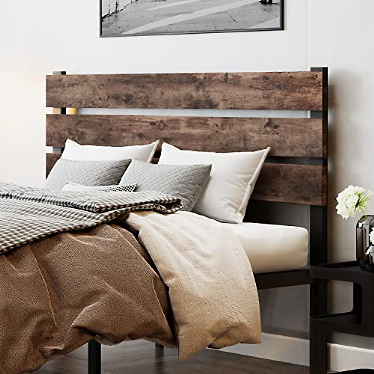 Keureedg Headboard Only Wooden Headboard with Metal Slats, Stable Structure and Easy to Assemble, Twin XL/Queen/King (King)