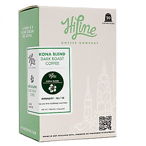 HiLine Coffee Espresso Pods, Hawaiian Kona Coffee, 20 Count (Pack of 1), Single Cup Espresso Capsules, Compatible with Nespresso Original Brewers