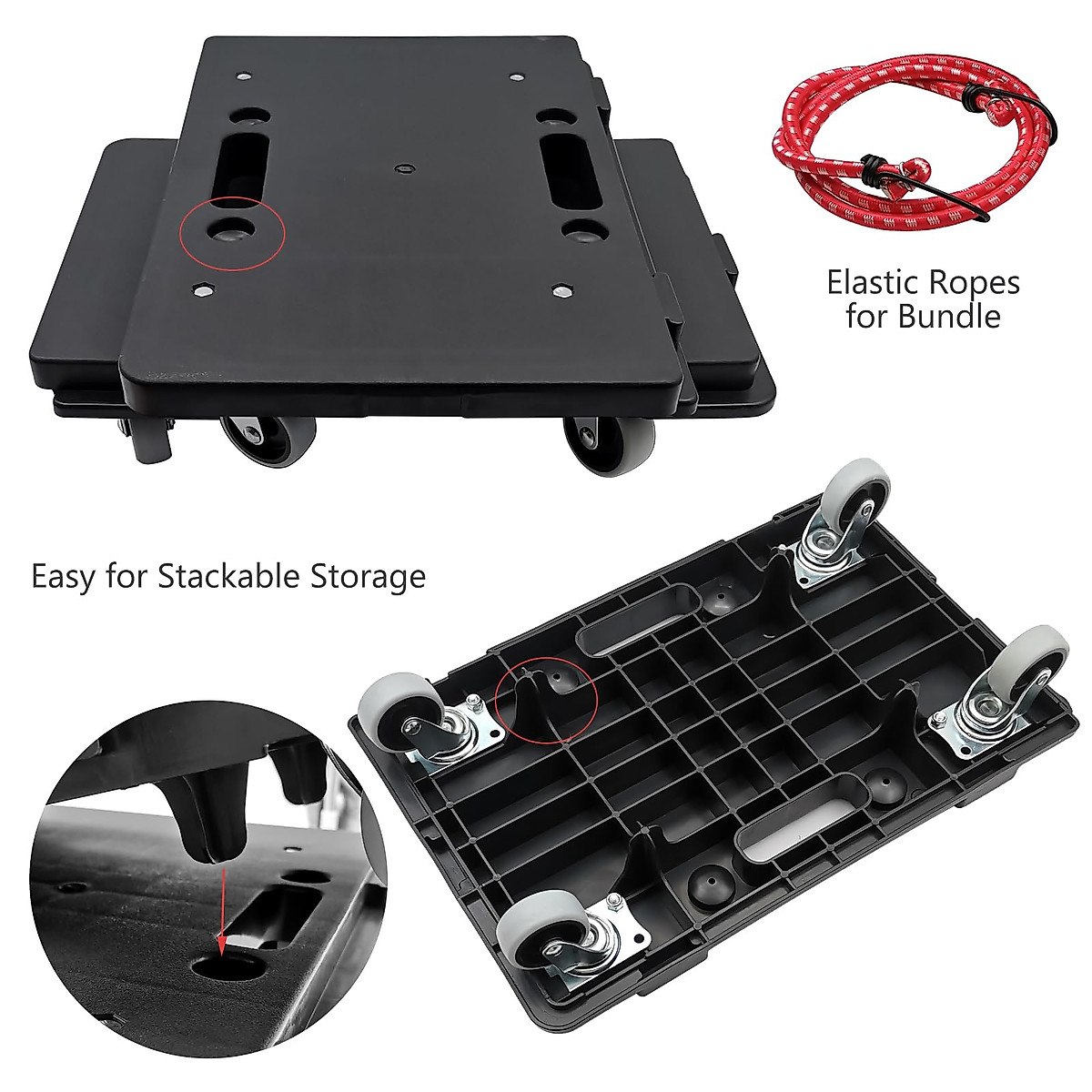 WBJKZJD Furniture Mover with Wheels, Heavy Duty Moving Dolly Interlocking Design Small Flat Dolly Cart 16 Inch Furniture Dolly, Black (1)