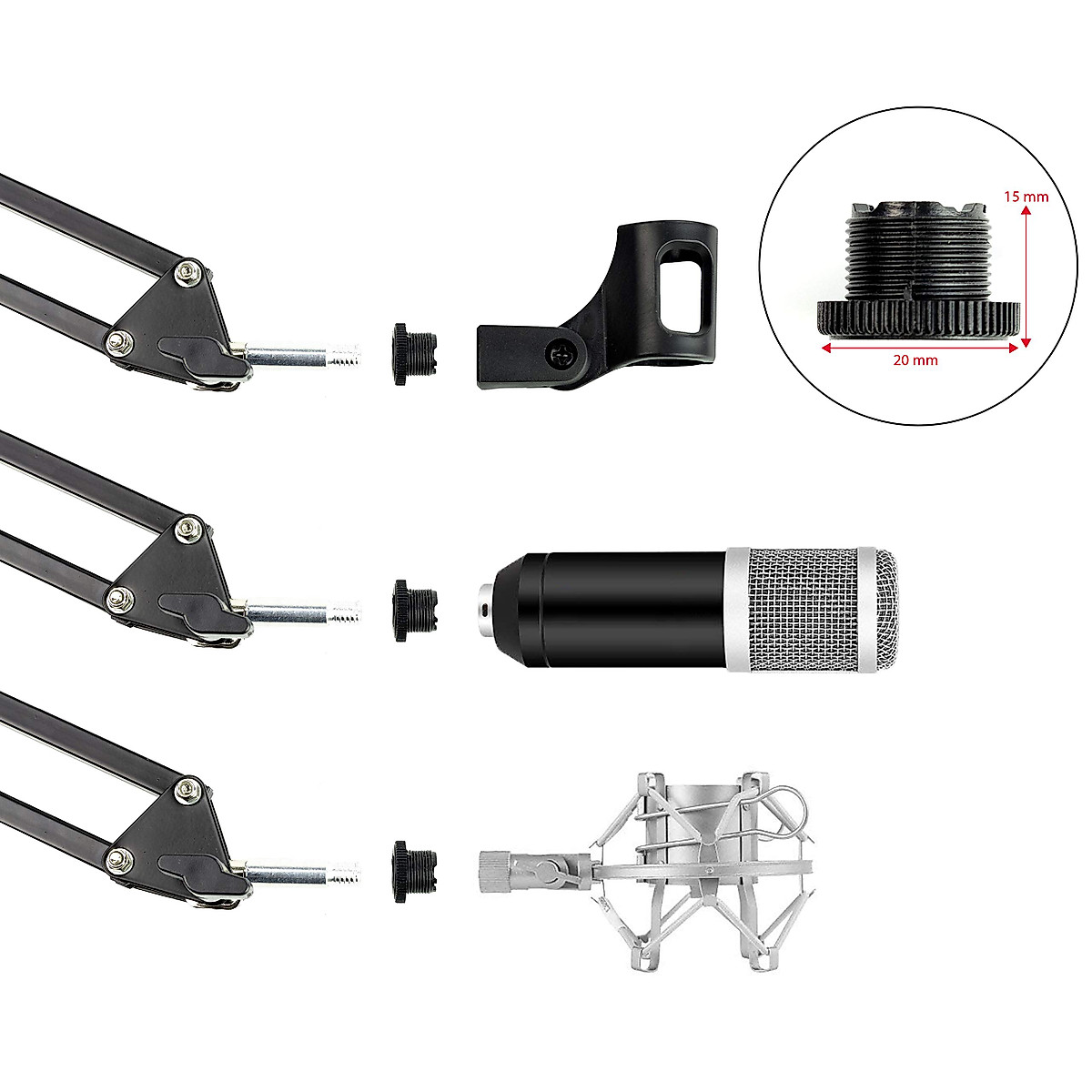 RockJam Heavy Duty, Desk Mounting Mic Scissor Arm Microphone Stand RJMS050