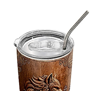 20oz Wooden Viking Wolf Tumbler, Norse Mythology, Viking Gifts for Men, Gifts for Wolf Lovers, Coffee Thermos, Stainless Steel Double Wall Vacuum Insulated Coffee Mug, Travel Cup with Lid