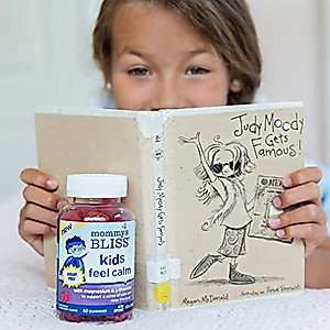 Mommy's Bliss Kids Feel Calm Gummies, Support a Sense of Calm and Relax The Body, Made with Magnesium, L-theanine, Sugar Free Raspberry Lemonade Flavor, Age 4+, 60 Gummies