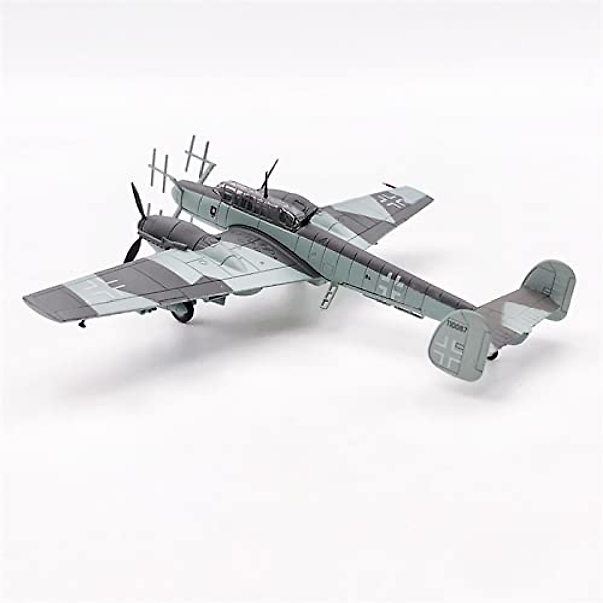 shamjina Night Version BF-110 Aircraft Model Simulation Ornament Alloy 1/100 Scale BF-110 Fighter Model Toy for Home Household Shelf Ornaments Gift