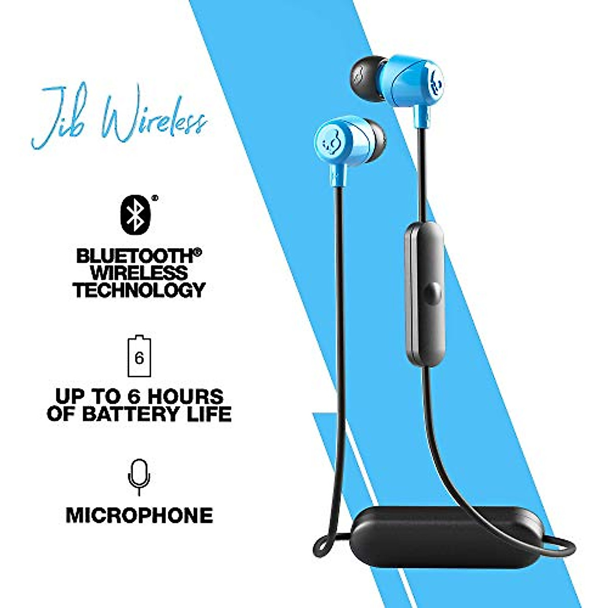 Skullcandy Jib Wireless In-Ear Earbud - Blue/Black (Renewed)