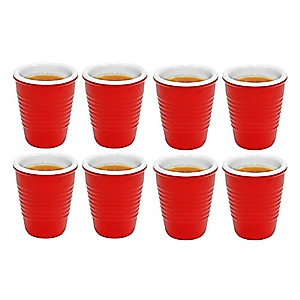 Fairly Odd Novelties 2oz Red Hard Plastic Shot Glass Cup 2 Packs, Set of 4 Living Large Drink Solo Or W Fri