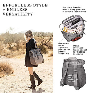 Petunia Pickle Bottom Cinch Convertible Backpack - Baby Bag - Baby Diaper Bag for Parents - Baby Backpack Diaper Bag - Stylish, Spacious, Secure Backpack for Busy Modern Moms & Dads - Shadow Leopard