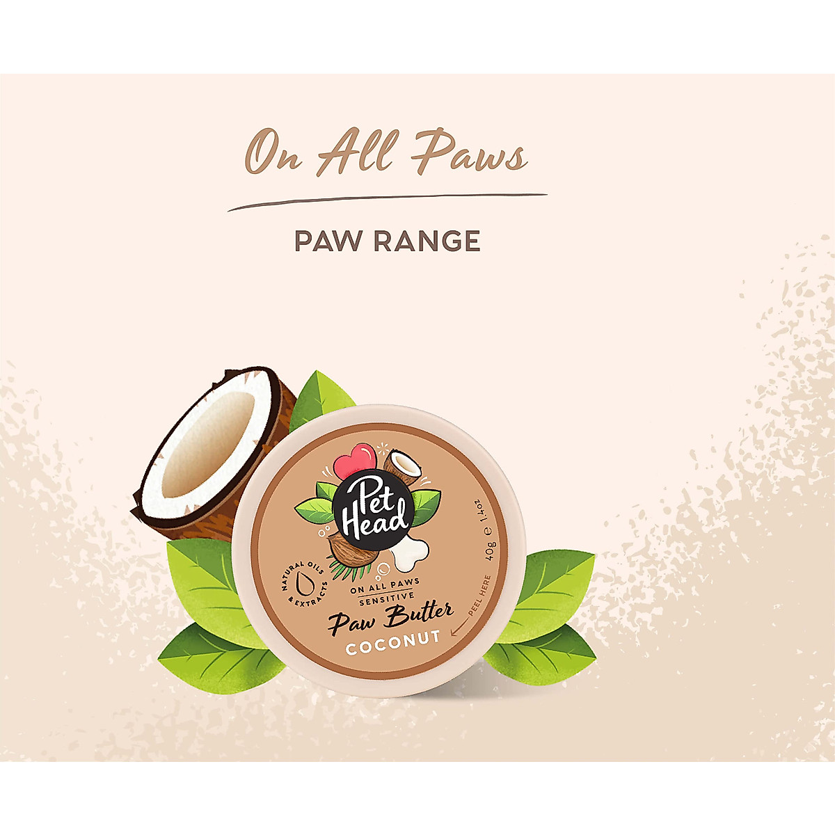 PET Head On All Paws Coconut Paw Butter 1.4 oz. Nourishing Paw Balm, Moisturizes Paws and Noses to Leave Them Soft and Crack-Free, Lickable, Gentle Formula for Puppies. Made in USA