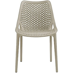 Meridian Furniture 328Taupe Mykonos Collection Modern | Contemporary Outdoor Patio Dining Chair with Taupe Polypropylene Plastic, Weather Resisting, 20" W x 24.5" D x 33" H, Taupe, Set of 4