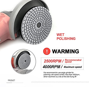 SHDIATOOL 8Pcs 4 Inch Diamond Wet Polishing Pads with White Bond Grit 50 for Marble Granite Stone