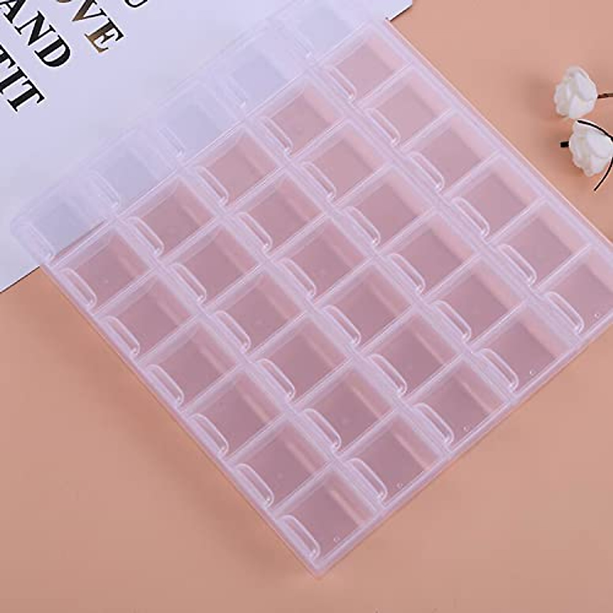 Large 35Grids Diamond Painting Box, Embroidery Diamond Art Containers, Diamond Bead Storage Organizer Case with 10Pcs Diamond Painting Wax &112 Labels