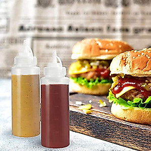 OAMCEG 8 Pack Condiment Squeeze Bottles 16 OZ Durable Plastic Squeeze Squirt Bottle with Discrete Measurements, for Ketchup, BBQ, Sauces, Syrup, Condiments, Dressings, Arts and Crafts - BPA Free