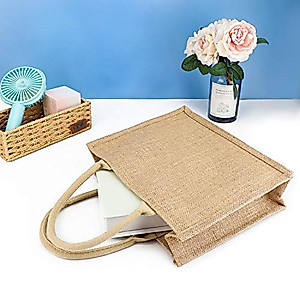 Segarty Tote Bags, 6 Pack Small Burlap Jute Reusable Canvas Gift Favors Bag with handles Blank Totes Bulk for Bridesmaid Wedding, Women Market Grocery Shopping, Bachelorette Party, Beach Trip, DIY