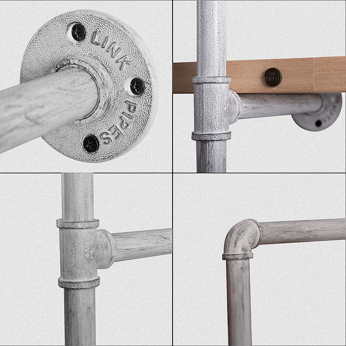 LINKPIPES Industrial Pipe Shelving, Shelf Brackets DIY Open Book Shelf for Office Room Kitchen Wall Shelves(2Pcs 3Tier,46.9" Tall,11" deep,Hardware Only)