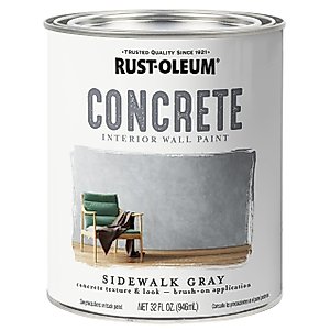 Rust-Oleum 379908 Concrete Interior Wall Paint, Quart, Sidewalk, 0.25 Gallon (Pack of 1)