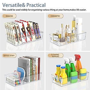Clear Plastic Food Storage Organizer Bins,8 Pack Pantry Organizations and Storage Bins with Removable Dividers, Stackable Refrigerator Organizer Bins Fridge Organizers Kitchen Cabinet Organizers
